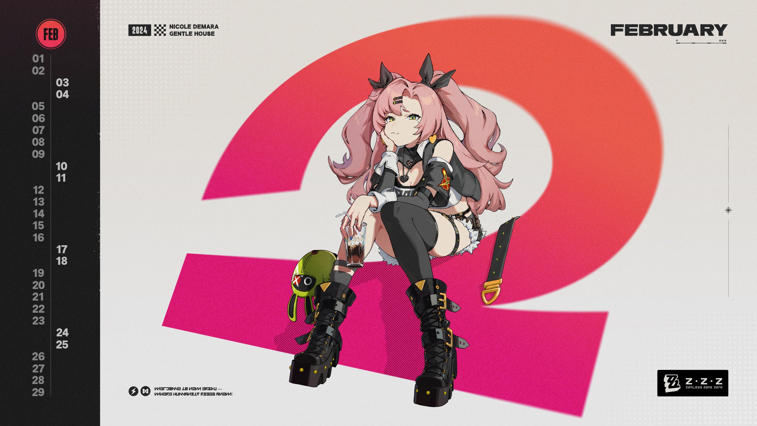 ZZZ Nicole Official Calendar Wallpaper Feb. 2024 – 141Store