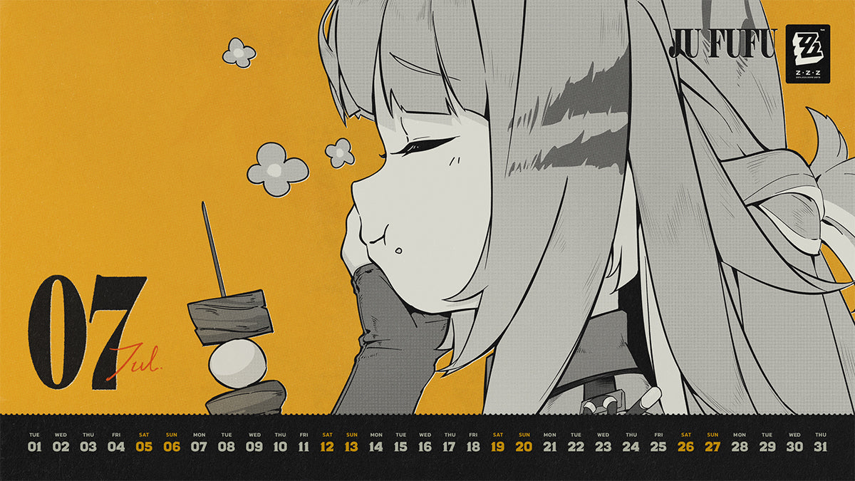 ZZZ Ju Fufu Official Calendar Wallpaper July 2025 – 141Store